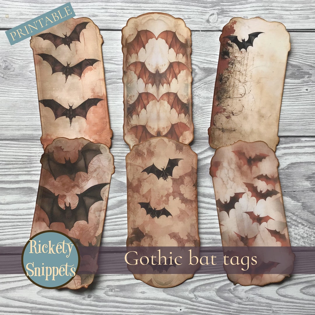 Printable Gothic Bat Tags | Shabby Vintage Tags/bookmarks/journaling ...