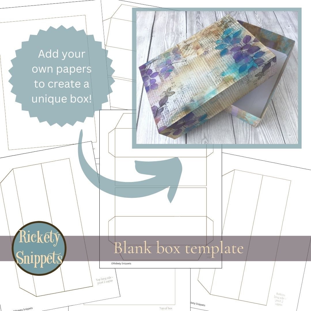 Printable box template junk journal box ephemera box gift box blank ...