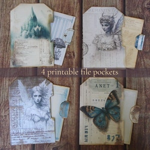 Printable Junk Journal Pockets Kit With Tabbed Journal Cards. Perfect ...