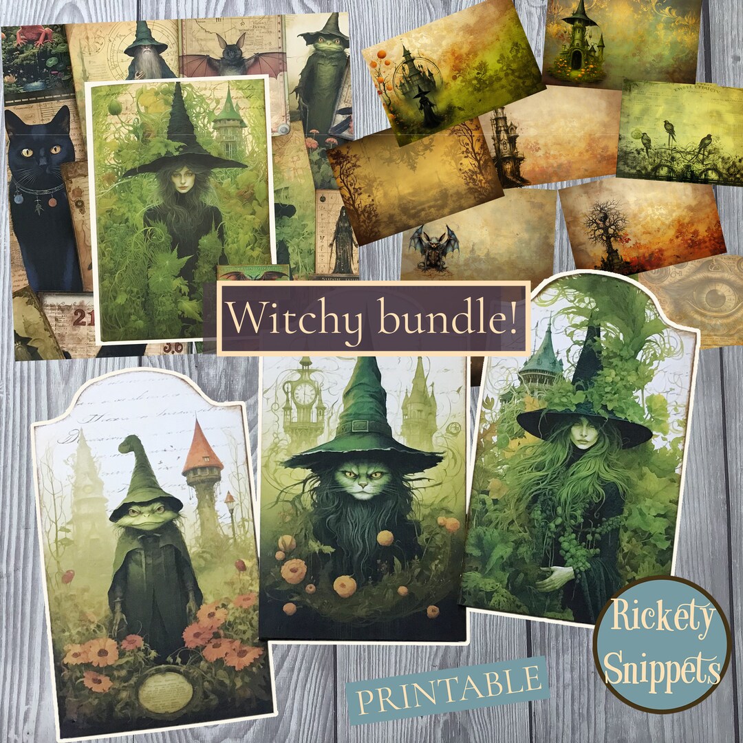 Witch Junk Journal Printables Bundle: Green Witch Junk Journal Folio ...