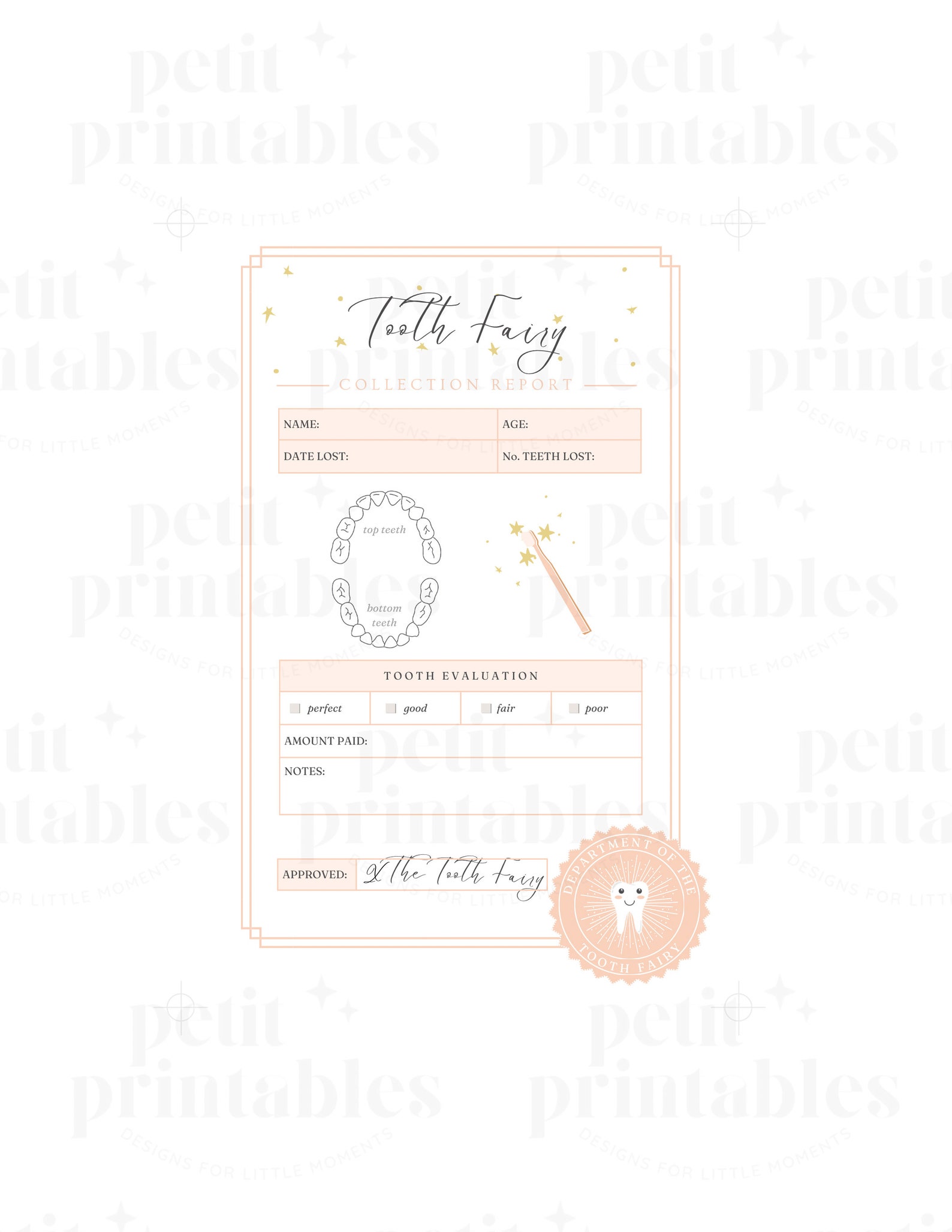 Tooth Fairy Printable Bundle - Official Tooth Fairy Report - Tooth ...