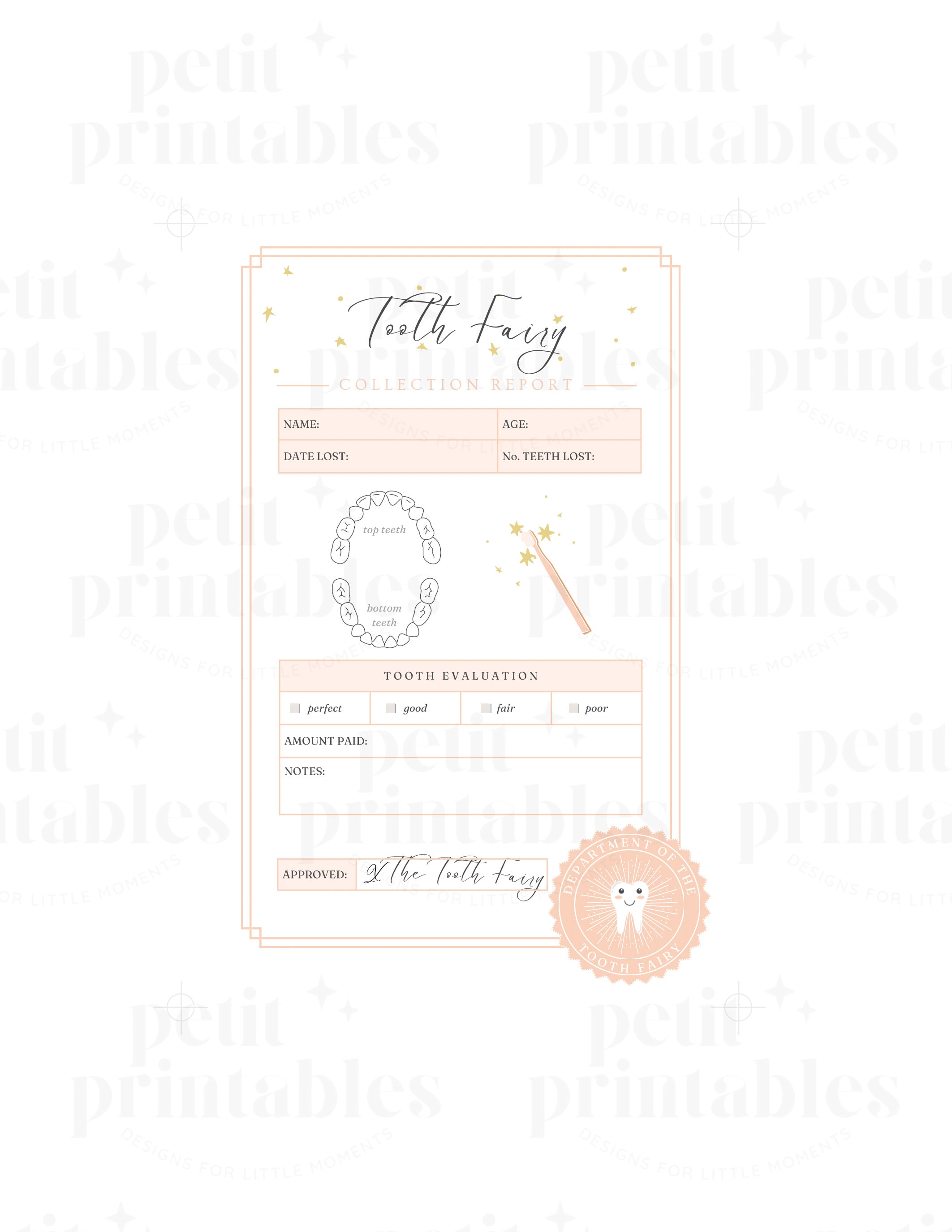 Tooth Fairy Printable Bundle - Official Tooth Fairy Report - Tooth ...