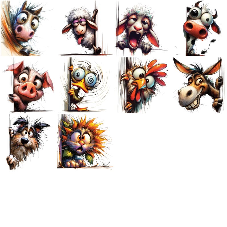 58 Quirky Animal Peeking Corner Cliparts: Humorous Pngs (digital ...