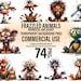 74 Quirky Frazzled Animals Cliparts: Whimsical PNG (digital Download ...