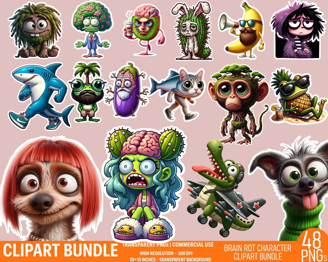 Brainrot Zoo Clipart: Absurd Meme Animal Pngs (digital Download) - Etsy