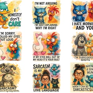 Sarcastic Animal Clipart Bundle: Snarky Mood Quotes (digital Download ...