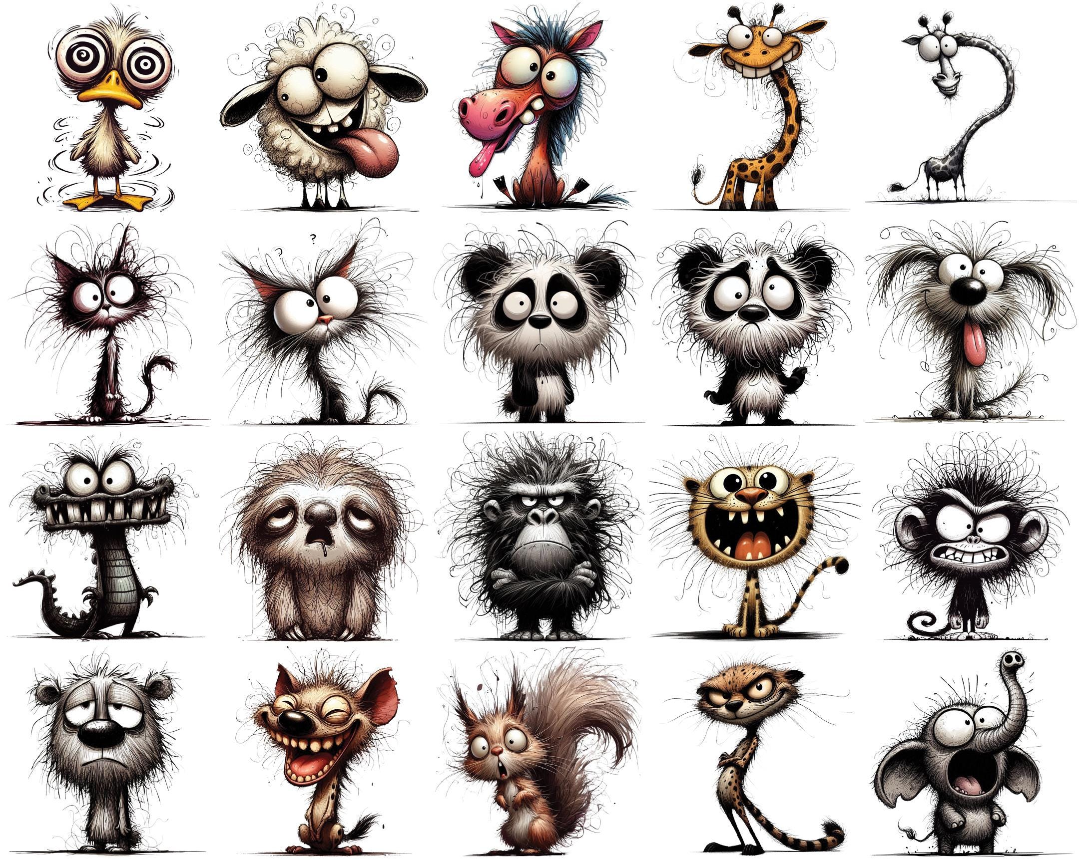 Funny Animal Cliparts: 35 Whimsical PNG Designs (digital Download) - Etsy