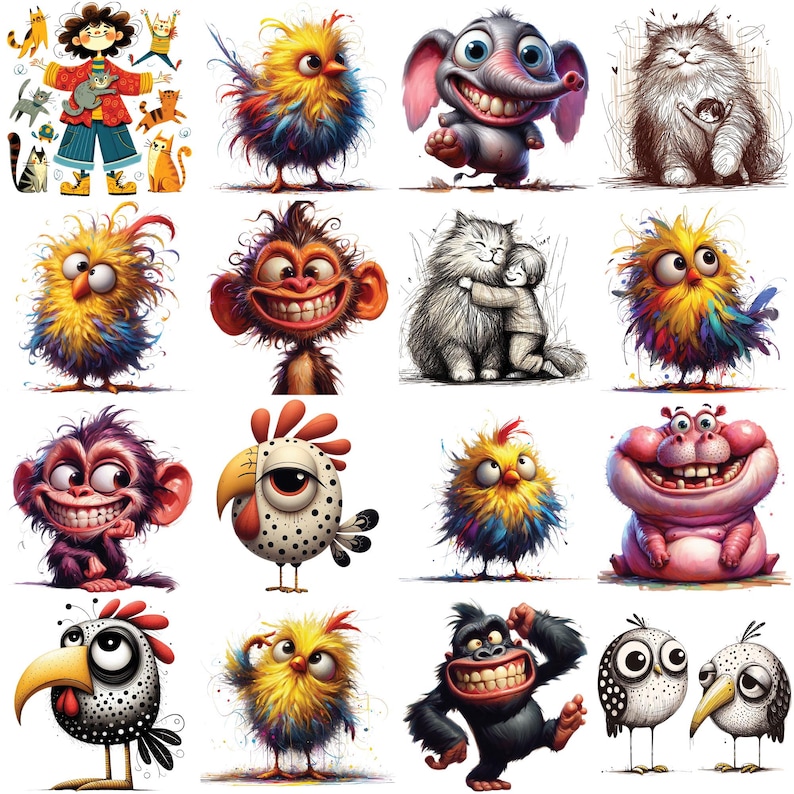 84 Whimsical Animals Clipart: Playful PNG Bundle (digital Download) - Etsy