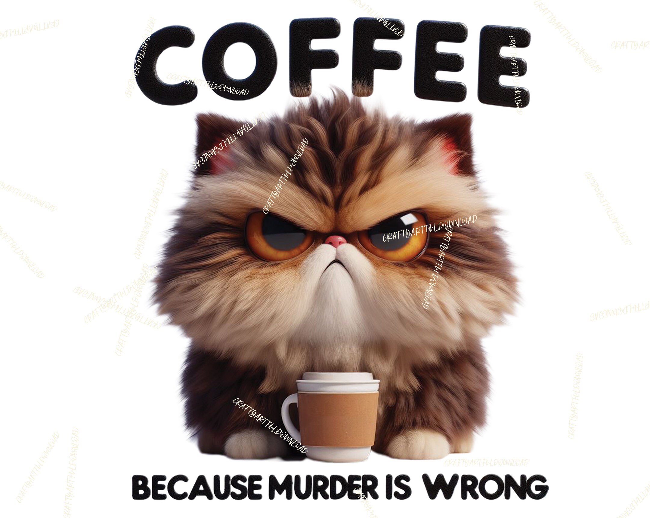 Grumpy Coffe Cat Clipart, 22 Gift Designs, 300 DPI, Commercial Use ...