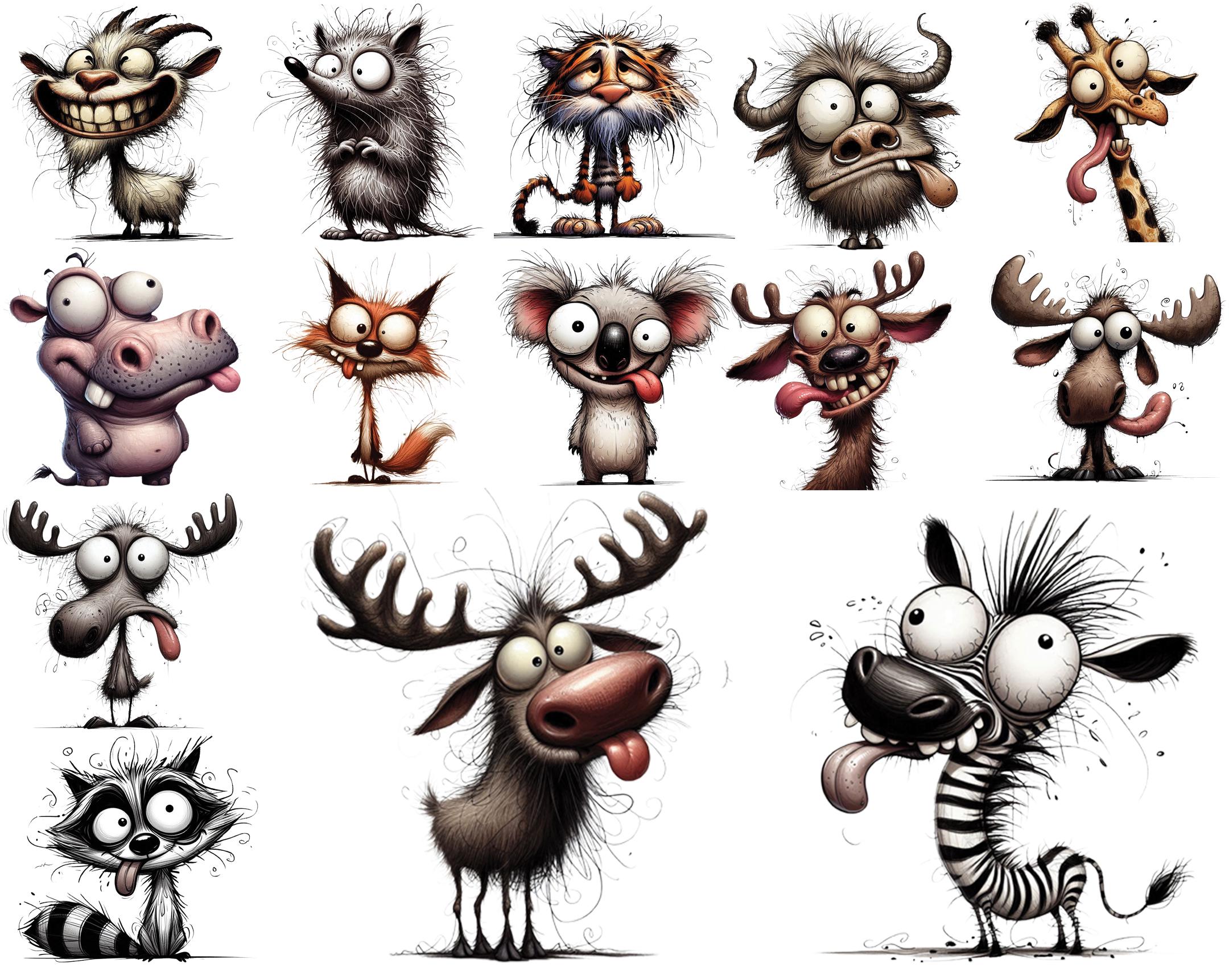 Funny Animal Cliparts: 35 Whimsical PNG Designs (digital Download) - Etsy