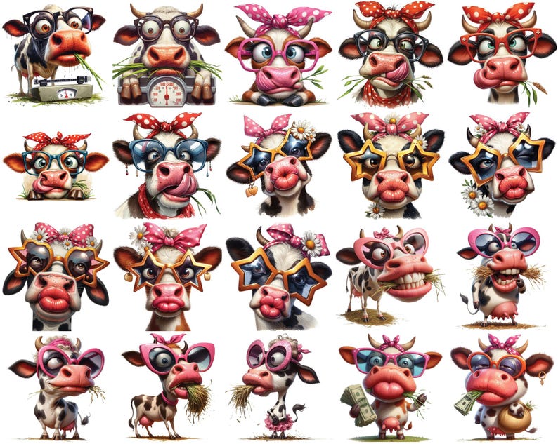 57 Funny Cow Clipart Designs: Sarcastic PNG Images (digital Download ...