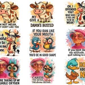 Sarcastic Animal Clipart Bundle: Snarky Mood Quotes (digital Download ...