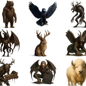 Cryptid Clipart Bundle | Mythical Creatures, American Folklore Monsters ...