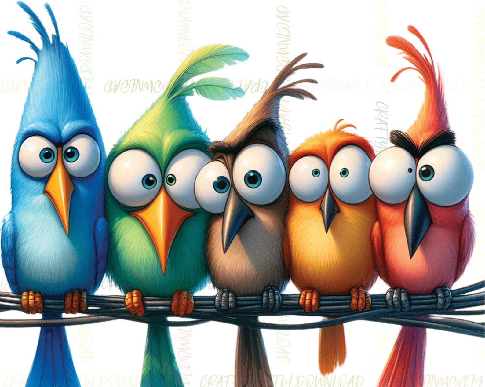 45 Funny Bird Cliparts: Whimsical Sarcastic PNG Bundle (digital ...