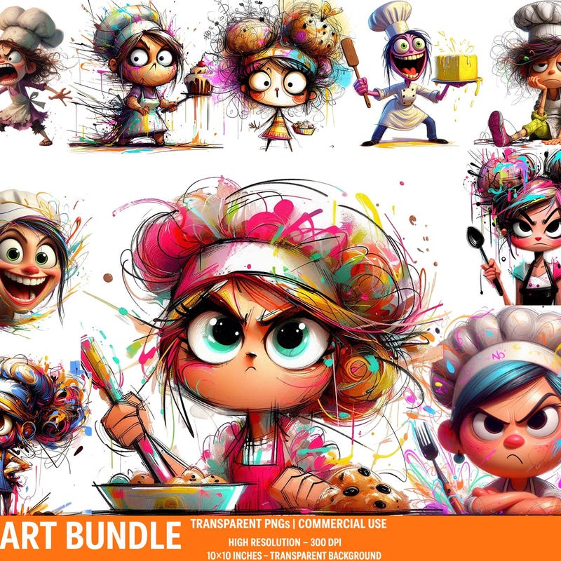 Whimsical Chef Clipart - Etsy