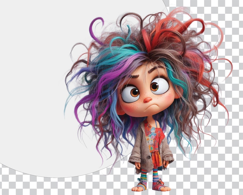 26 Quirky Girl Clipart, Quirky Girls Facial and Eye Expressions, Funny ...