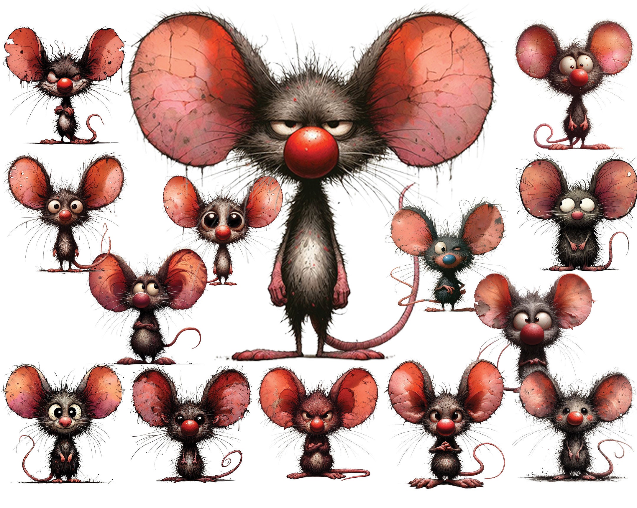 Whimsical Mouse Clipart - Cartoonish Exaggerated Mouse Character, 300 ...