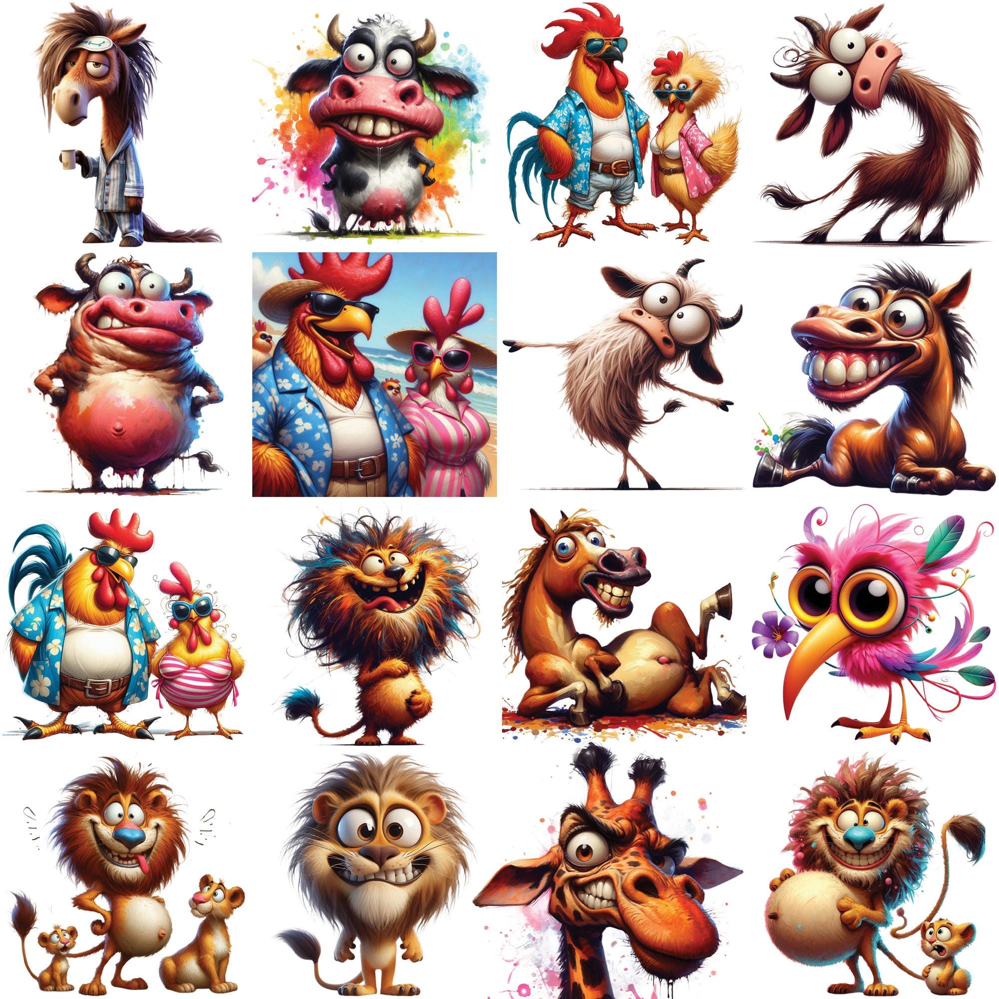 84 Whimsical Animals Clipart: Playful PNG Bundle (digital Download) - Etsy