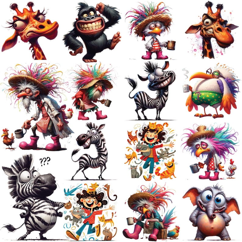 84 Whimsical Animals Clipart: Playful PNG Bundle (digital Download) - Etsy