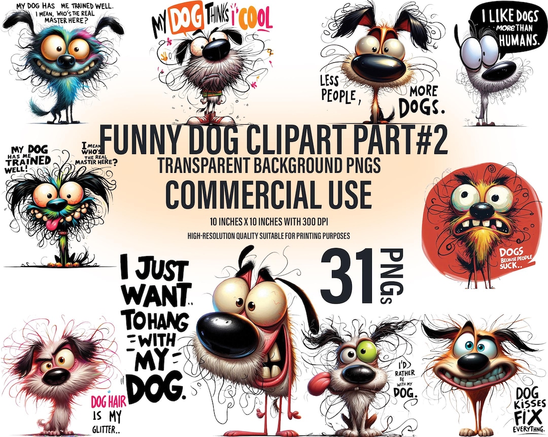 Funny Dog Clipart Bundle: Sarcastic Animal Quotes (digital Download) - Etsy