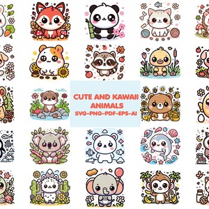 25 Adorable Animals Layered SVG Bundle: Cute, Kawaii, and Chubby ...