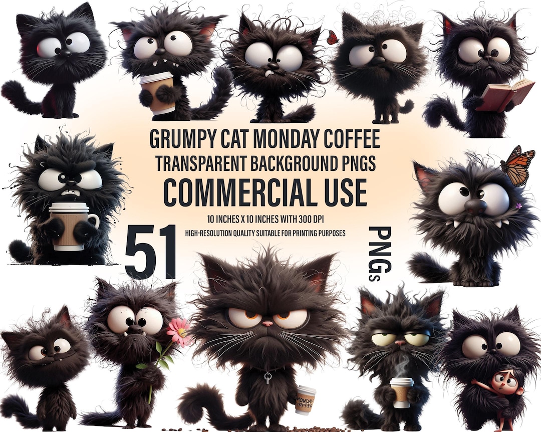 51 Funny Cats Clipart Bundle | Grumpy Cats | Add Your Own Quotes ...