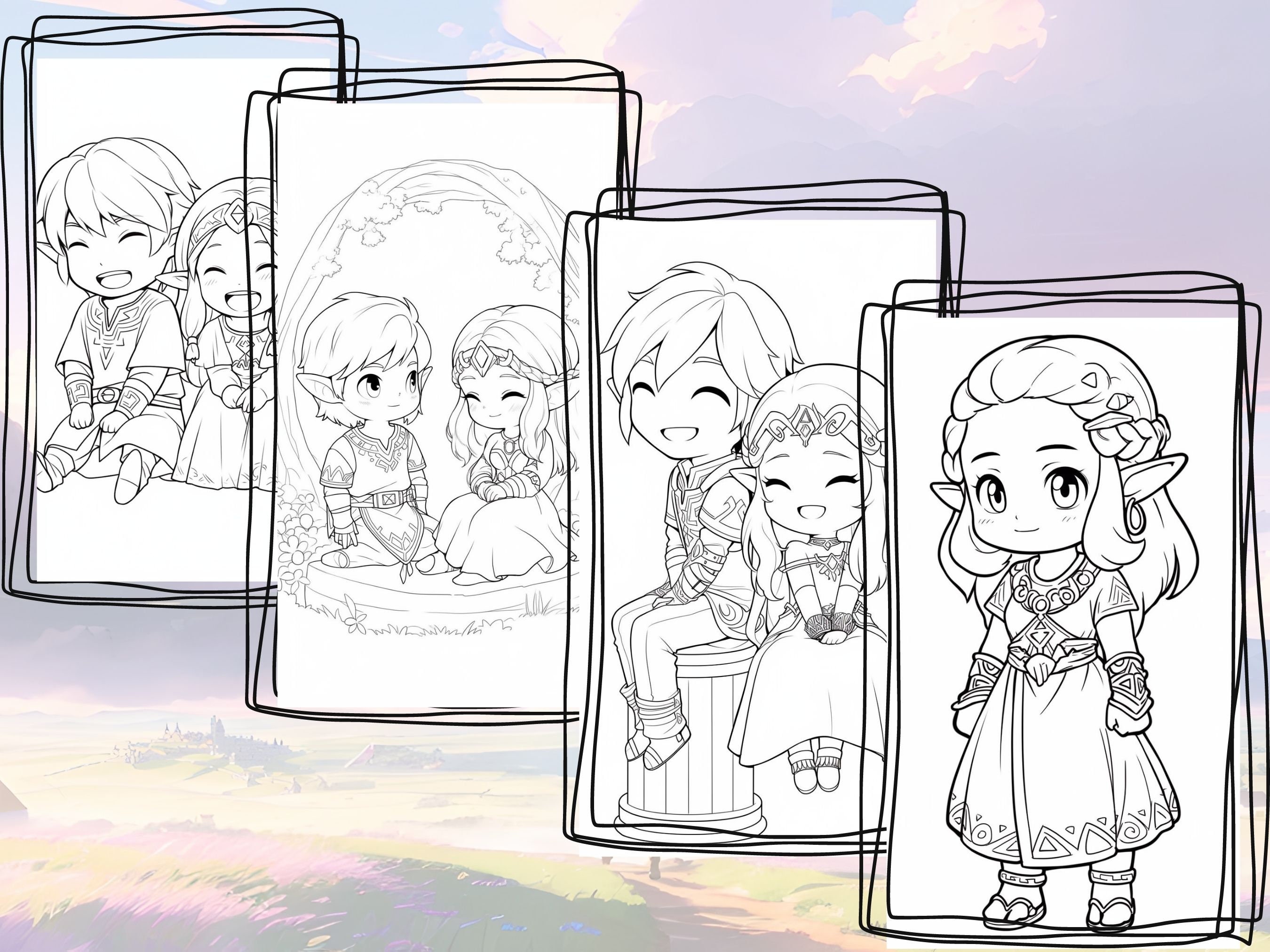 Kawaii Chibi Style Legend of Zelda Coloring Book Explore Hyrule's Magic ...