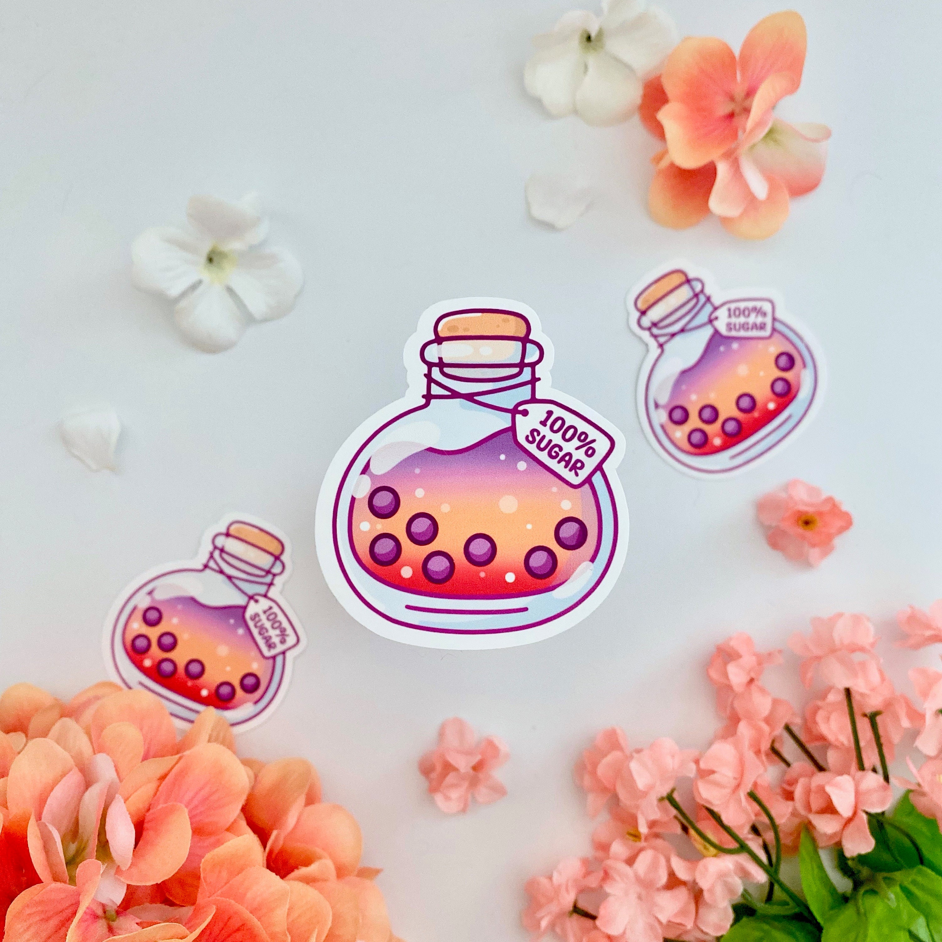 Magical Boba Tea Potion Stickers 0-125% Sweetness Cute Vinyl Stickers - Etsy