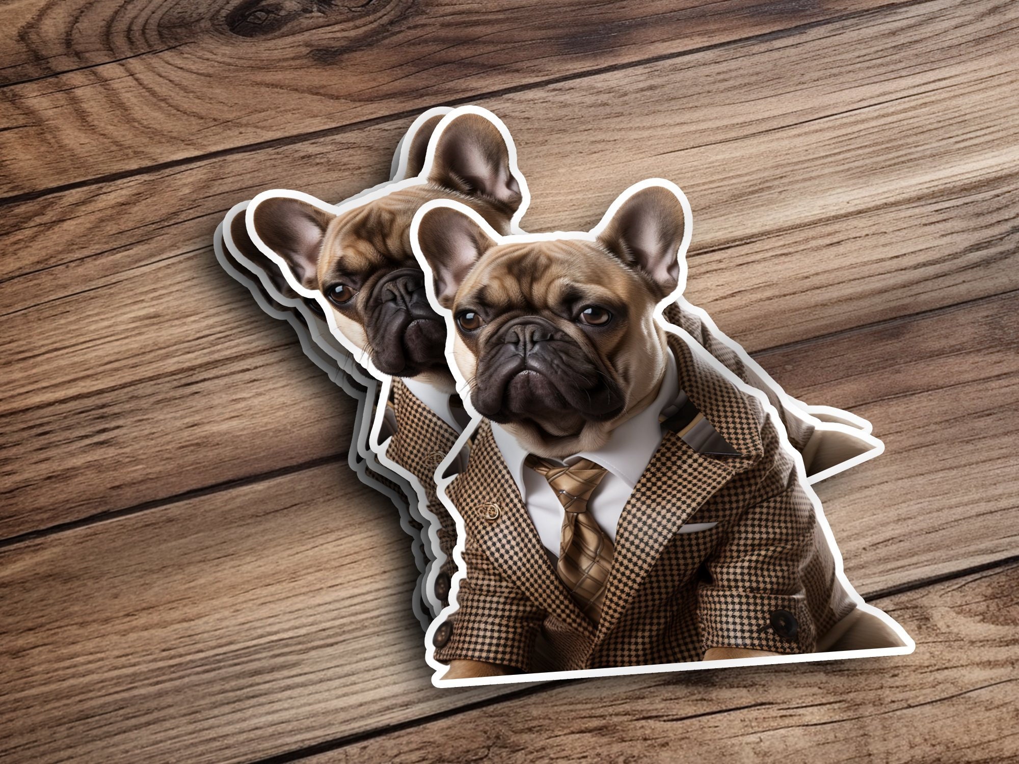 Frenchie Dressed as a Fashion Icon, French Bulldog Sticker, Frenchie ...