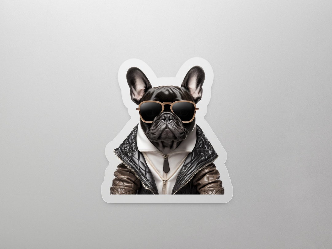 Frenchie Dressed as a Fashion Icon, Frenchie Sticker, Frenchie Gift ...