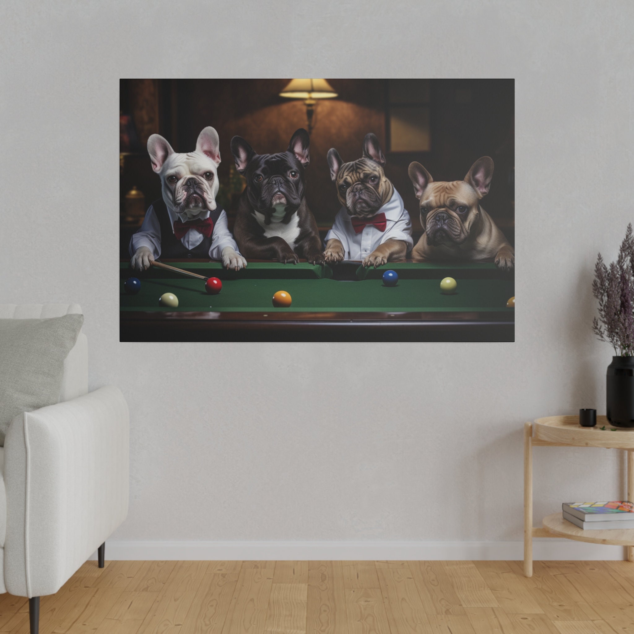 French Bulldogs Playing Pool Wall Art Gift, Frenchie Print, France ...