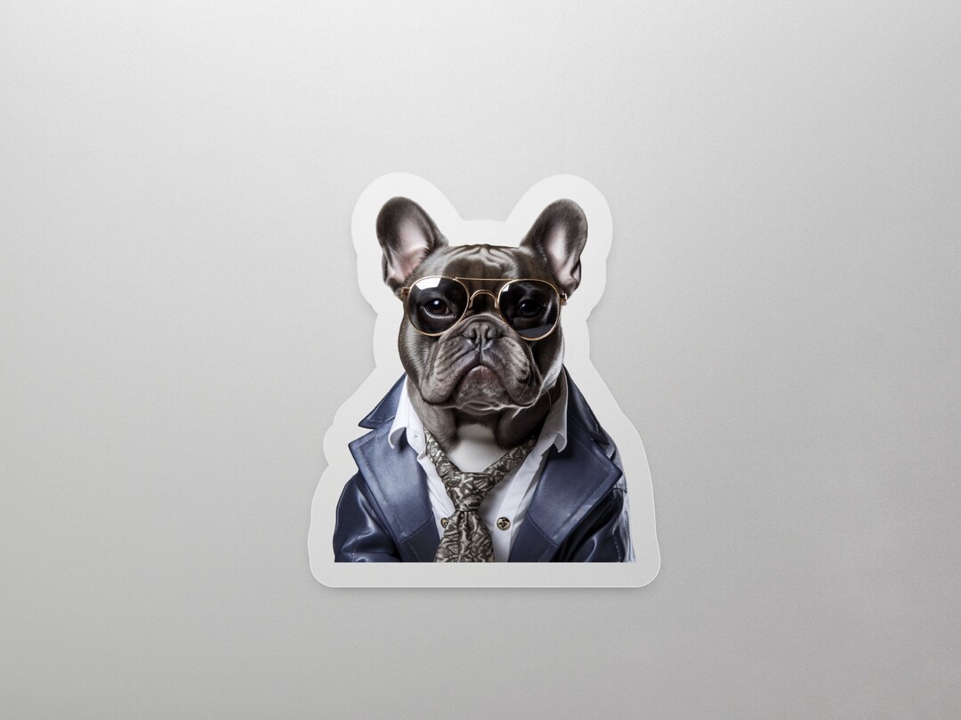 Frenchie Dressed as a Fashion Icon, Frenchie Sticker, Frenchie Lover ...
