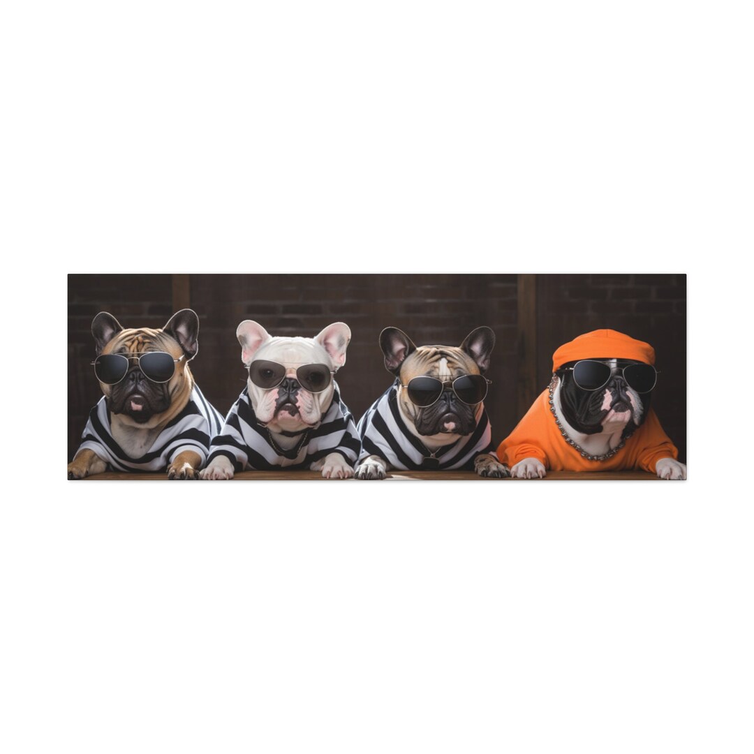 Jail Bird French Bulldogs Looking Cool Frenchie Canvas - Etsy