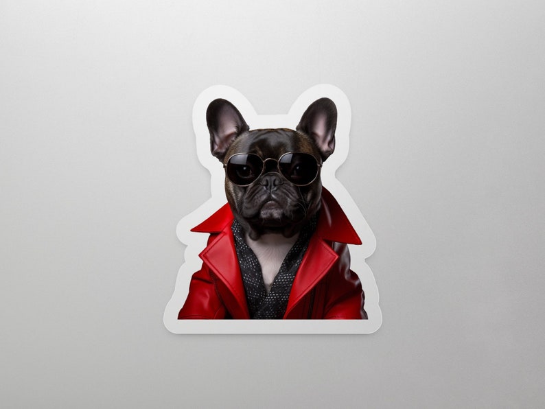Frenchie Dressed as a Fashion Icon, Dog Sticker, Pet Lover Gift, Dog ...