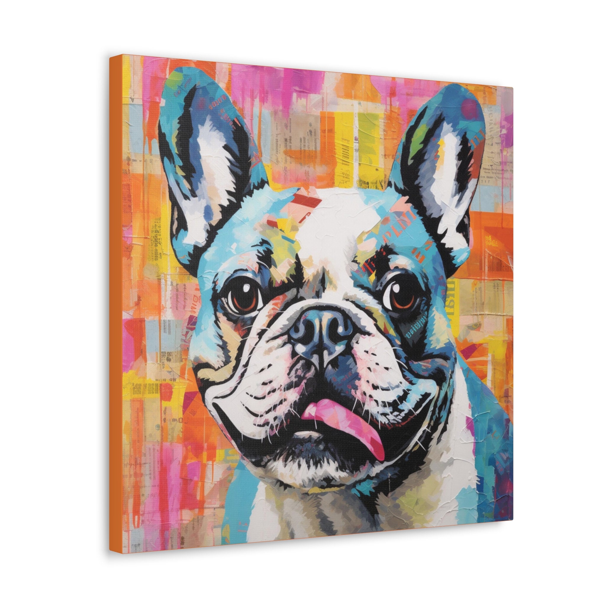 French Bulldog AI Paper Collage Canvas Gallery Wraps, France Art ...