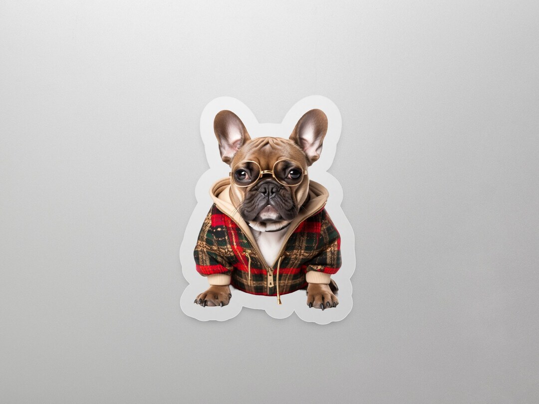 Frenchie Dressed as a Fashion Icon, Fashion Week Sticker, French ...