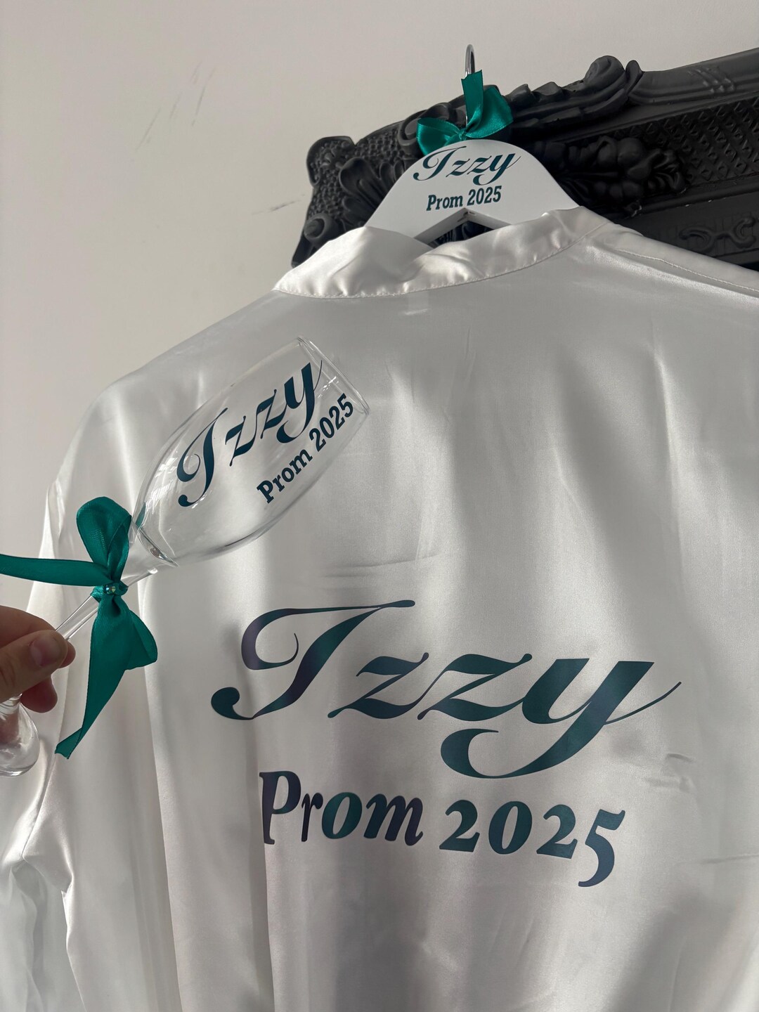 Personalized Prom Robe Gift Set: Custom Satin Robe, Flute & Hanger - Etsy