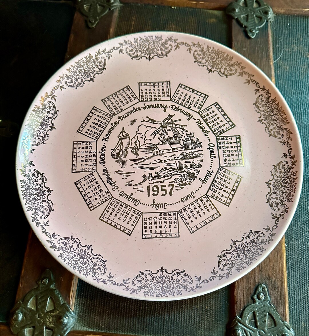 1957 Commemorative Year Plate, Pink - Etsy
