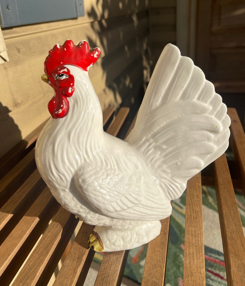Vintage Ceramic Rooster Figurine - Etsy