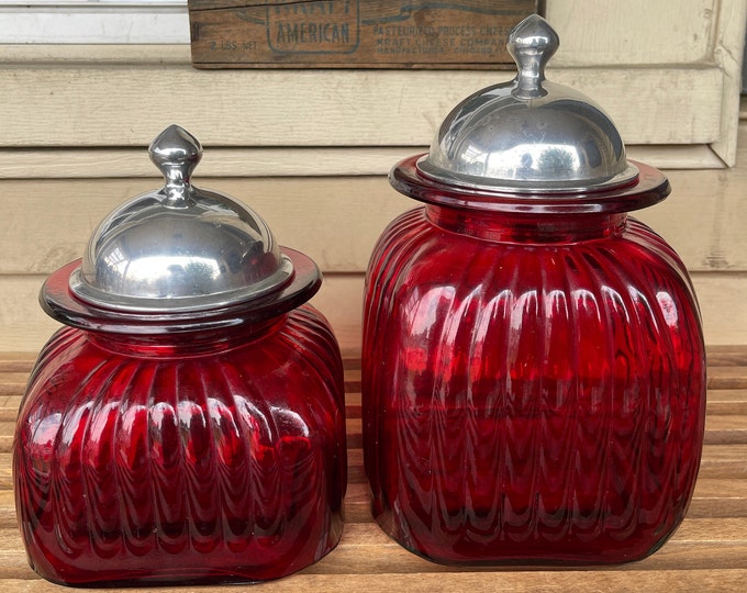 Red Glass Artland Canister Set - Etsy