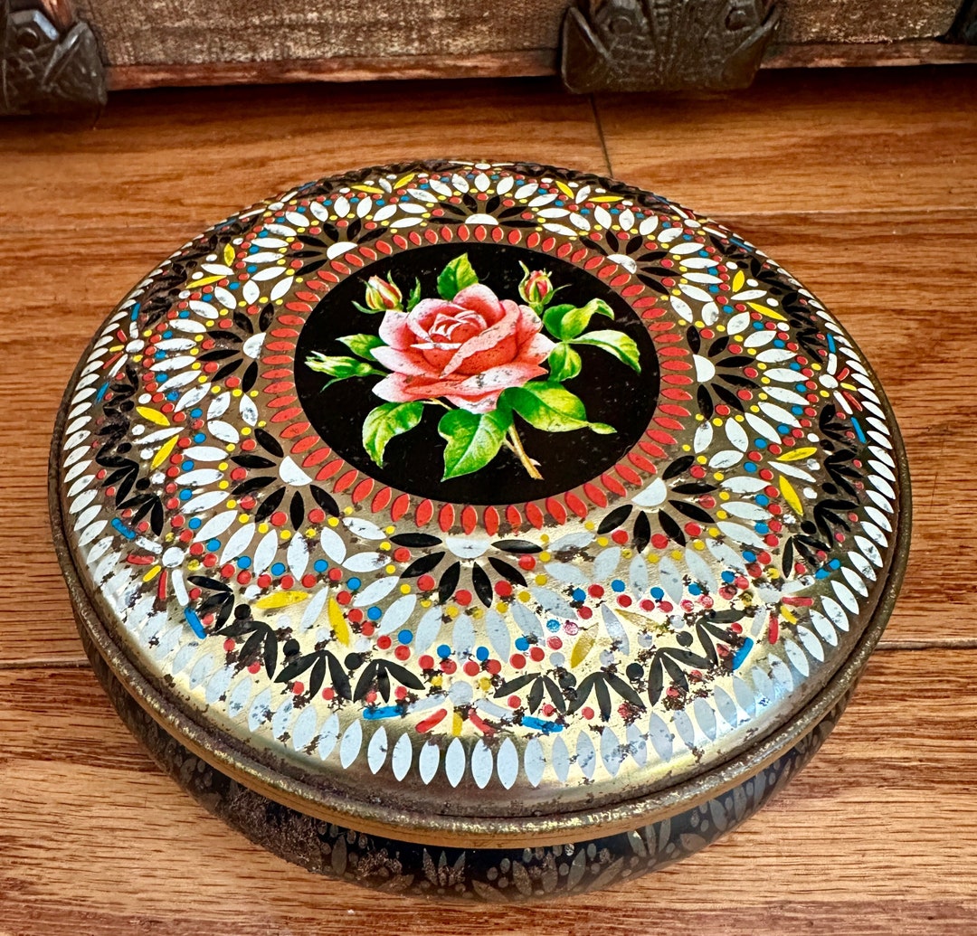 Vintage Floral Hand Painted Tin, England - Etsy