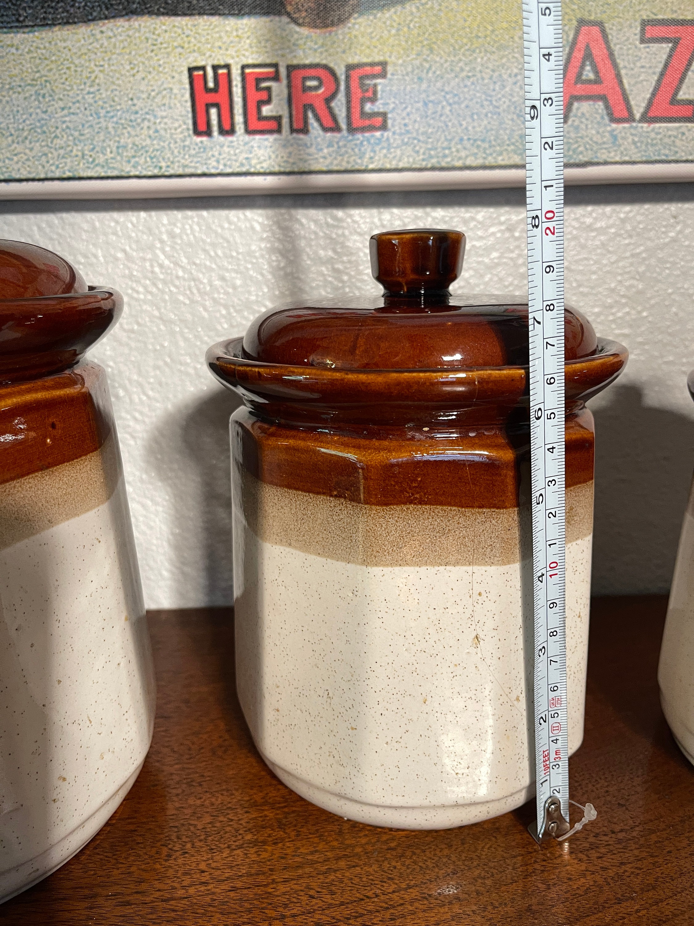 Vintage Set of Brown Canisters - Etsy