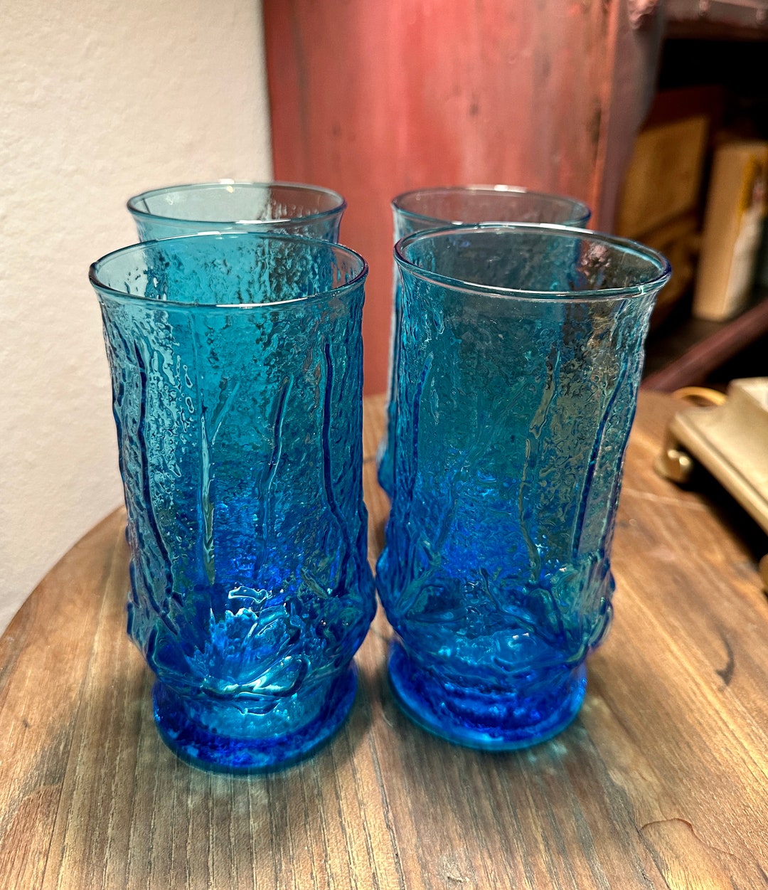 Set of 4 Vintage Anchor Hocking Electric Blue Glasses - Etsy
