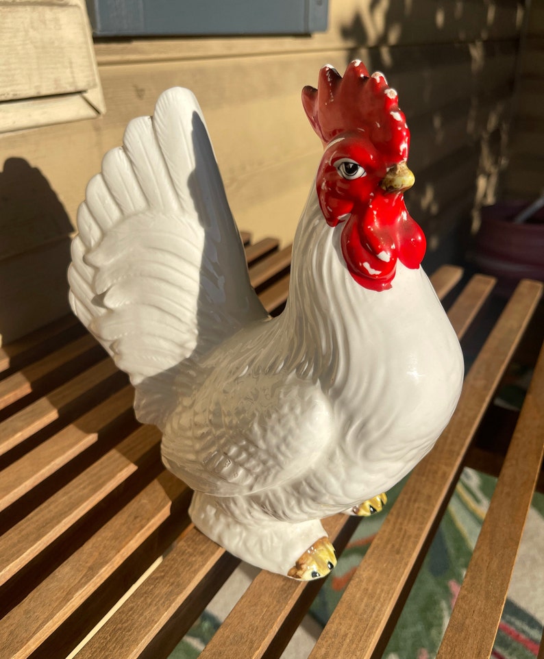 Vintage Ceramic Rooster Figurine - Etsy