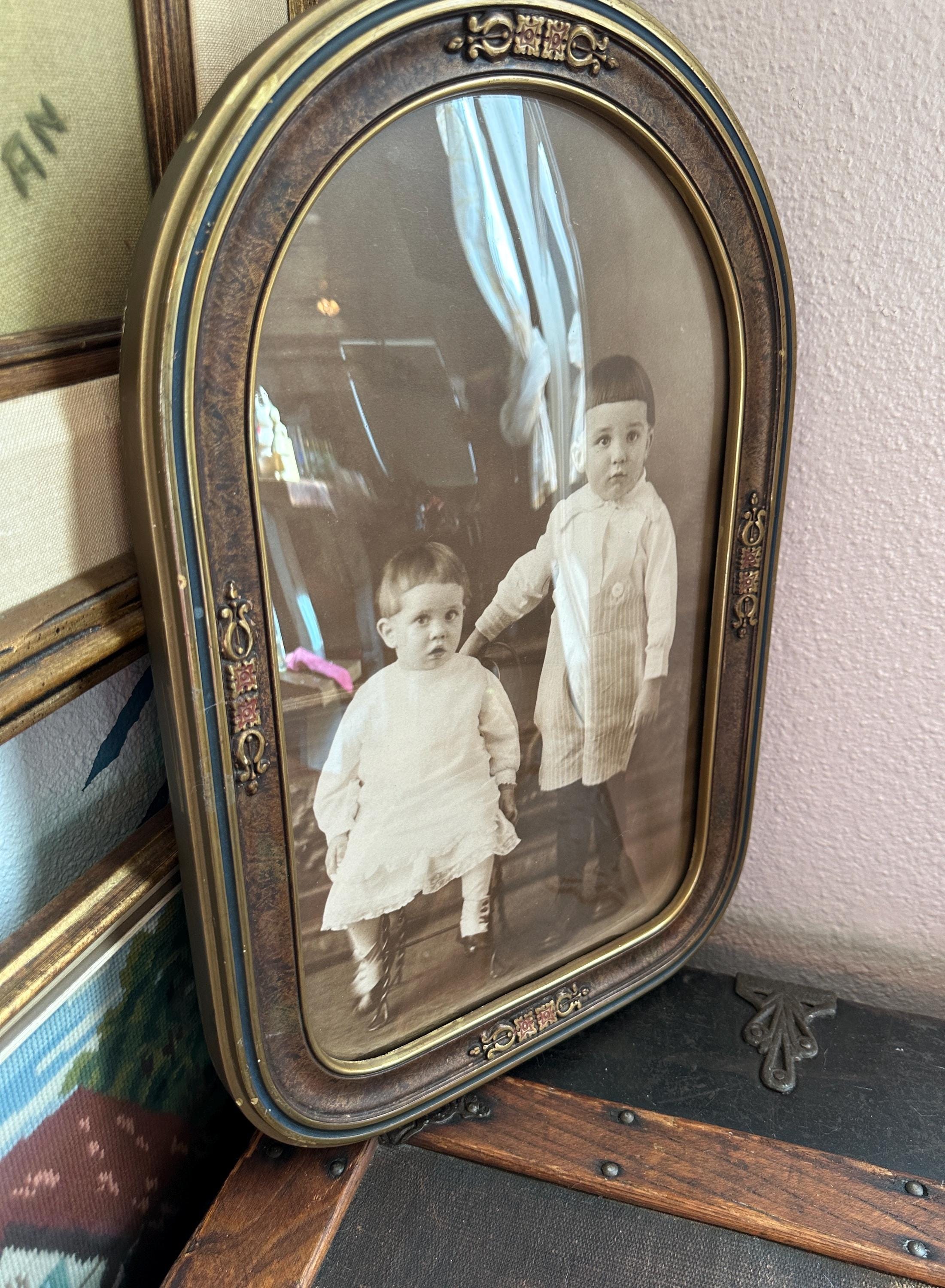 Vintage Framed Convex Bubble Glass Portrait of 2 Boys - Etsy