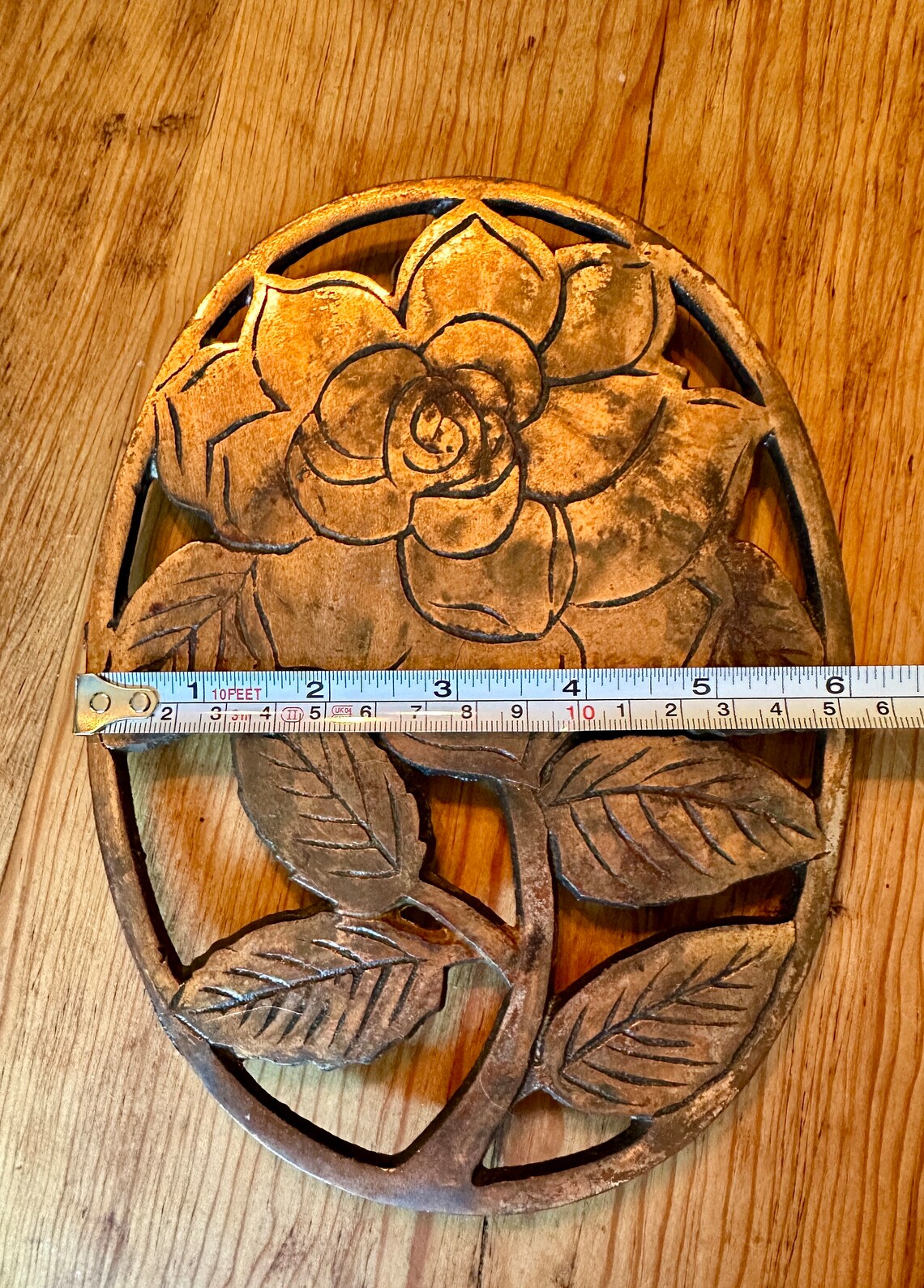 Trivet, Old Dutch Design 1983 Cast Iron Copper Cabbage Rose Trivet or ...