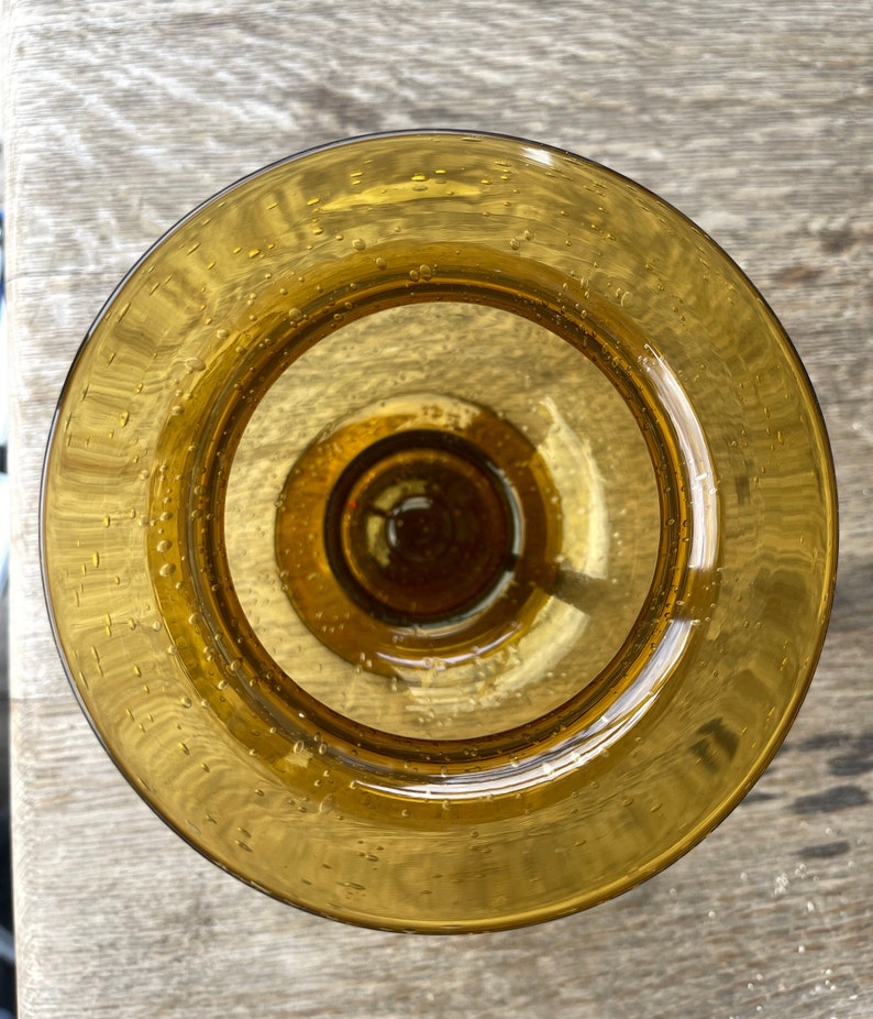 Vintage Amber Hand Blown Bubble Glass Vase - Etsy