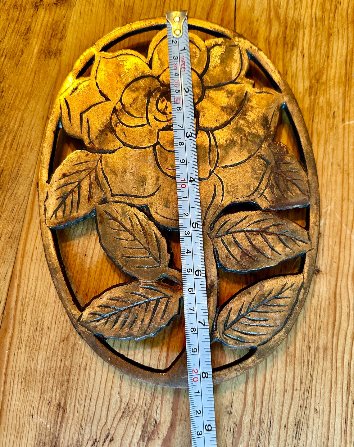 Trivet, Old Dutch Design 1983 Cast Iron Copper Cabbage Rose Trivet or ...