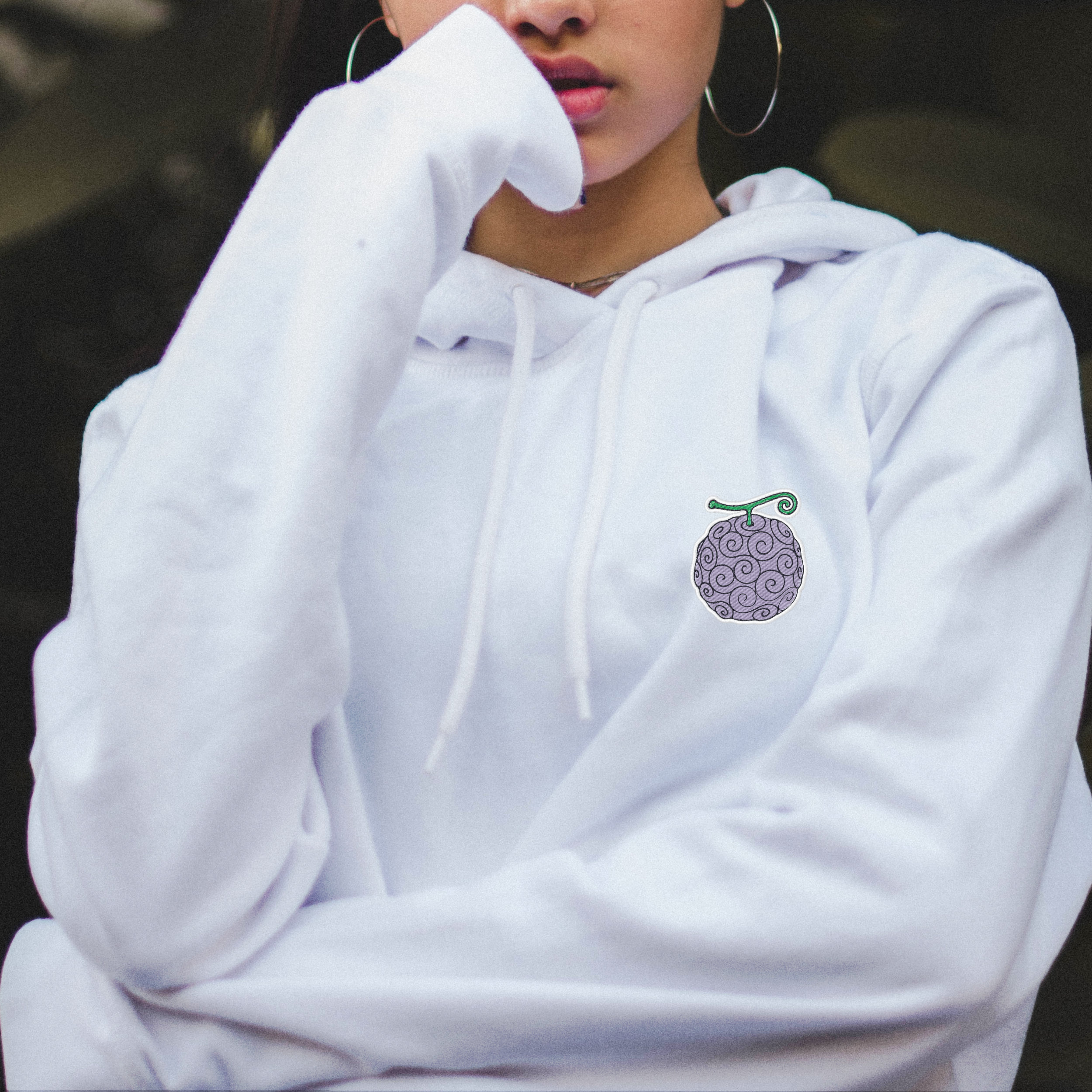 Anime Hoodie Gomu Gomu No Mi Embroidery One Piece Gum Gum Devil Fruit ...