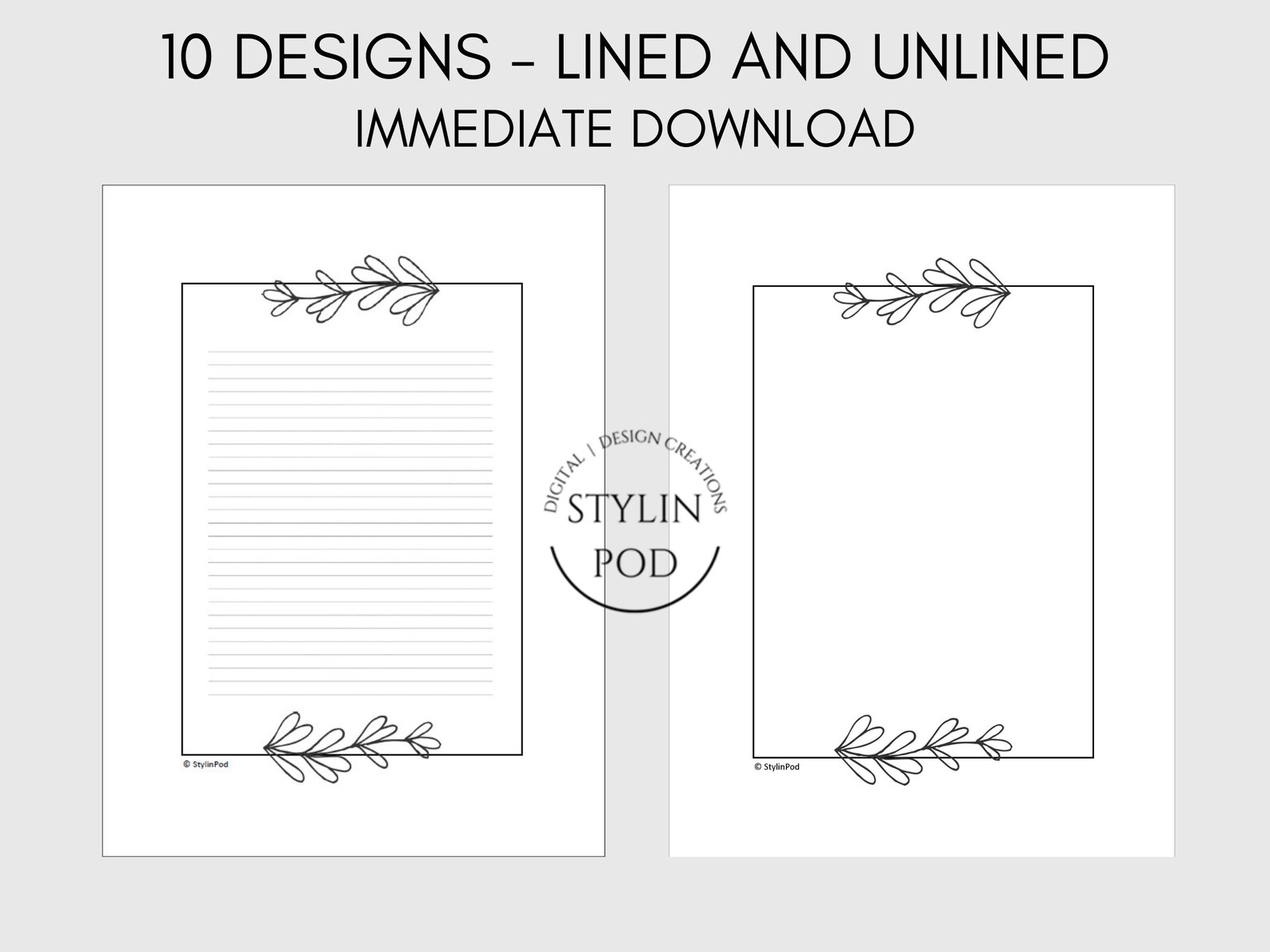 Printable Stationary in Simple Black and White Minimalist Design. Cute ...